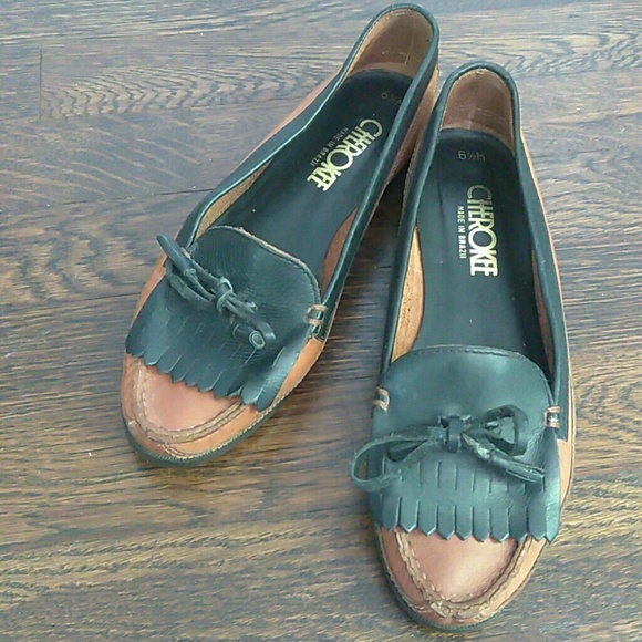 Cherokee | Shoes | Cherokee Vintage Kilty Brown Black Leather Loafers ...